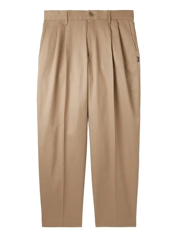 NEIGHBORHOOD Two Tuck Straight-leg Cotton-blend Trousers - Neutrals