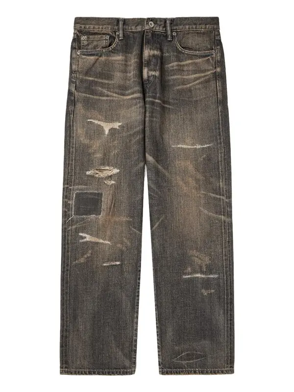 NEIGHBORHOOD Savage Straight-leg Distressed Jeans - Black