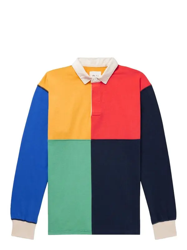 DRAKE'S Colour-blocked Cotton-jersey Polo Shirt - Multi