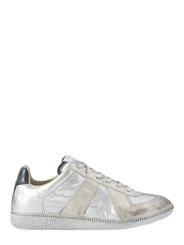 MAISON MARGIELA Replica Leather-trimmed Sneakers - Silver