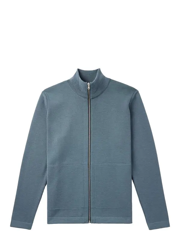 S.N.S. HERNING Naval Slim-fit Wool Cardigan - Blue