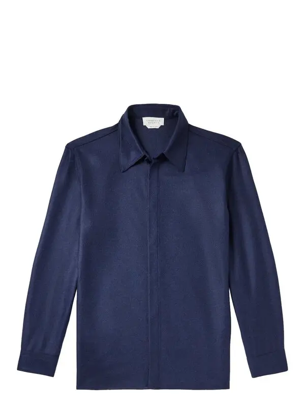 Gabriela Hearst Abbe Wool And Cashmere-blend Twill Shirt - Blue