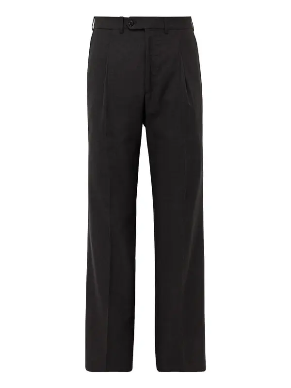 SAMAN AMEL Straight-leg Pleated Wool-blend Suit Trousers - Brown