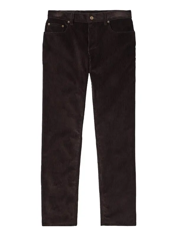 Burberry Fred Straight-leg Cotton-corduroy Trousers - Brown