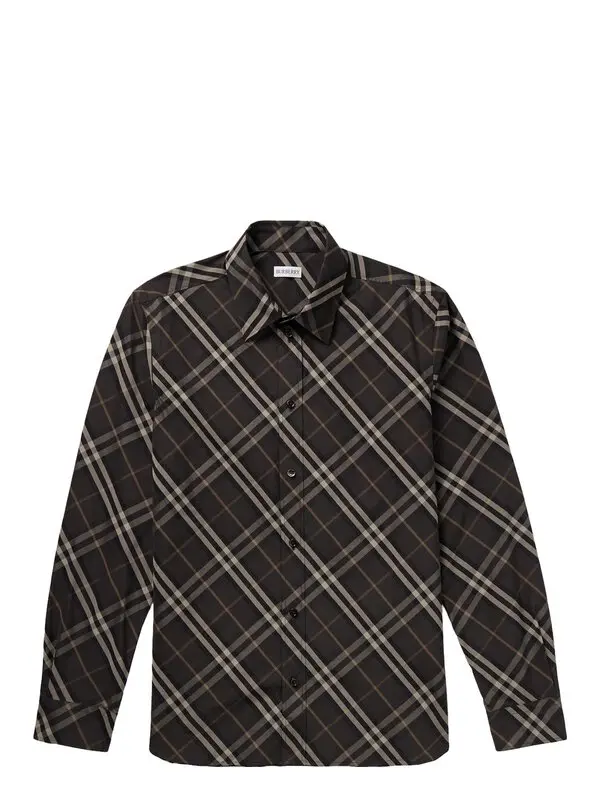 Burberry Checked Cotton Shirt - Brown