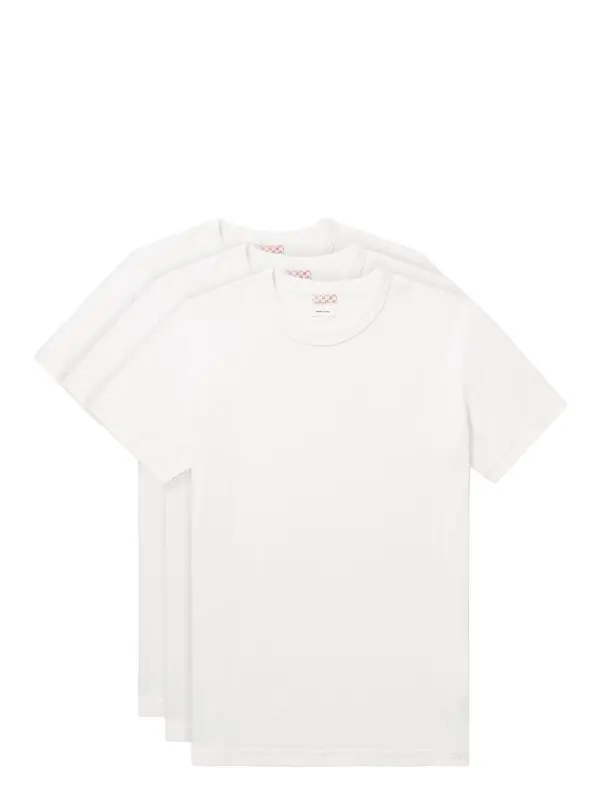 Visvim Sublig Three-pack Cotton-blend Jersey T-shirts - White