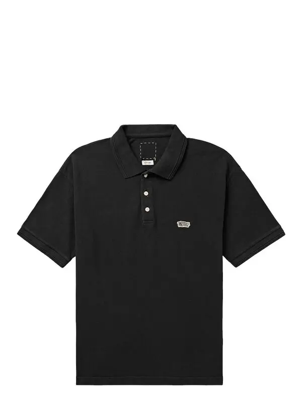 Visvim Jumbo Weller Garment-dyed Cotton-piqué Polo Shirt - Black