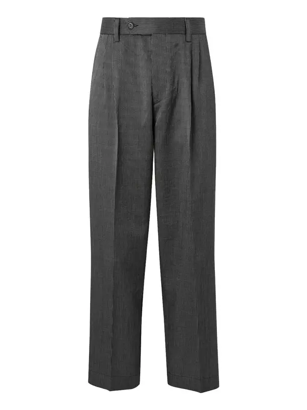 MFPEN Straight-leg Pleated Striped Trousers - Gray