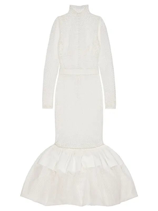 Givenchy Mesh Ruffled Dress - White