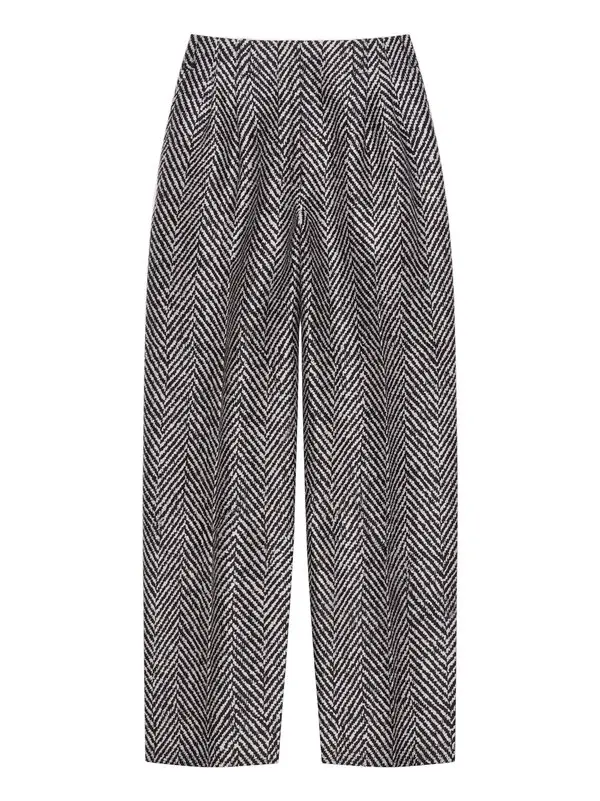 Givenchy Double Pleat Herringbone Mixed Wool Trousers - Black/white