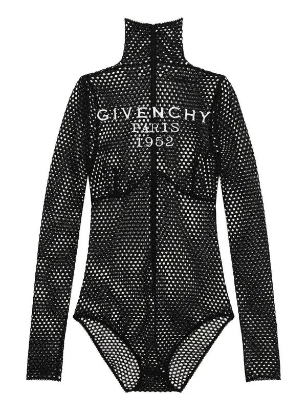 Givenchy Bodysuit In Mesh With Signature - Black