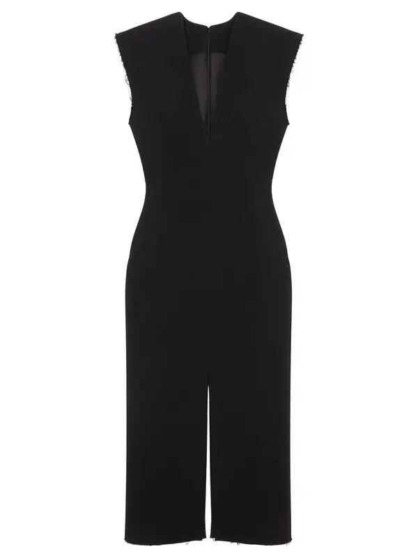 Givenchy V-neck Midi Pencil Dress - Black