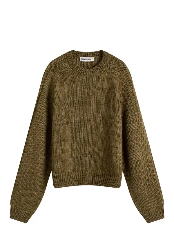 Our Legacy True Wool Roundneck Jumper - Flush Green Rustic Wool Silk
