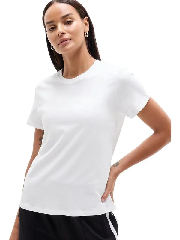 Athleta Classic Fit Cotton Tee - Bright White