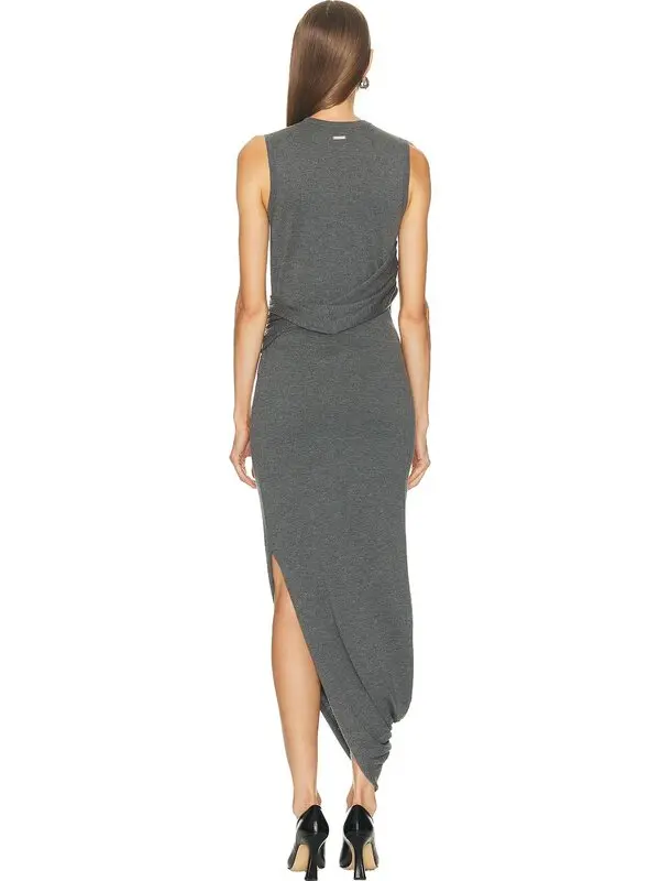 JW Anderson Tie Detail Sleeveless Knit Dress - Charcoal Melange