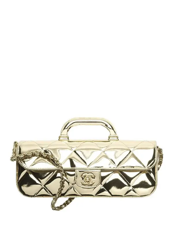 Chanel Large Flap Bag With Top Handle - Light Gold