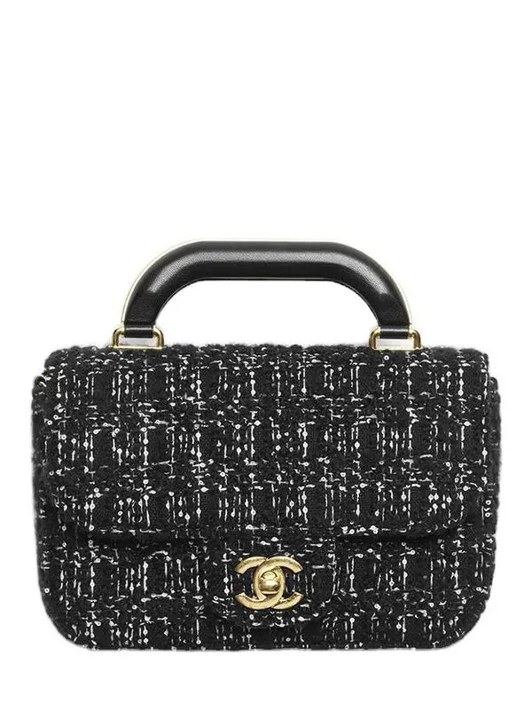 Chanel Mini Flap Bag With Top Handle - Black & White