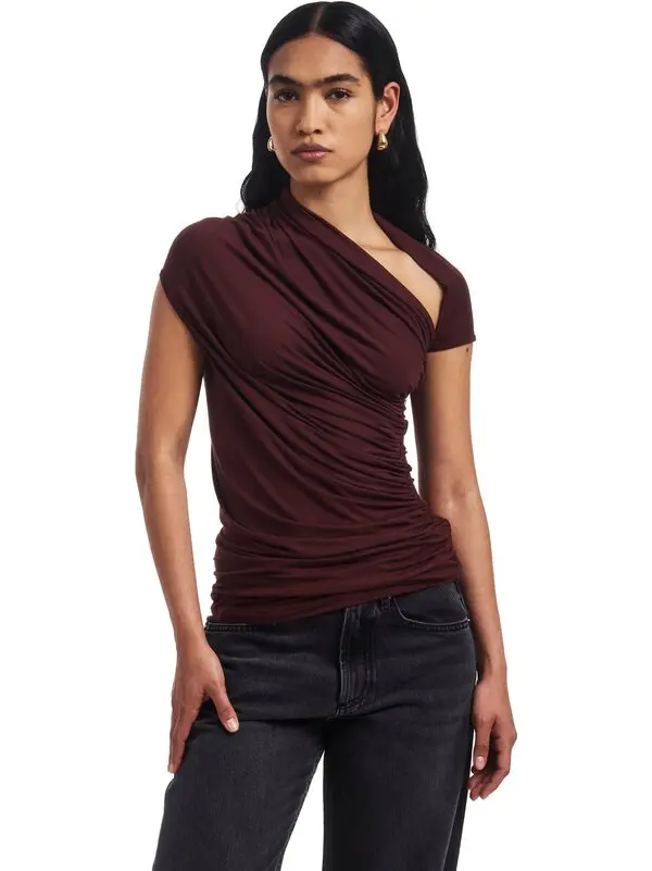 NINETY PERCENT Scarab Micromodal Cut Out Top - Bordeaux