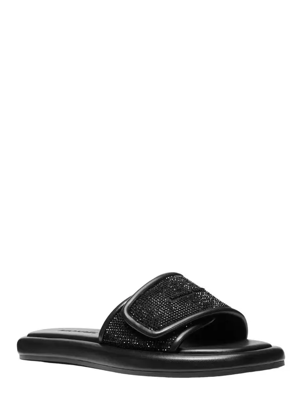 Michael Kors Suki Embellished Slide Sandal - Black