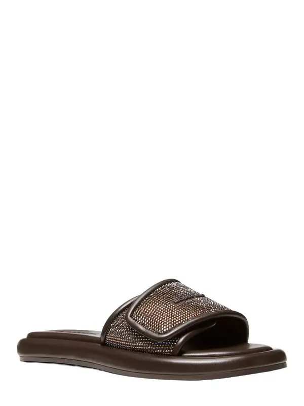 Michael Kors Suki Embellished Slide Sandal - Brown