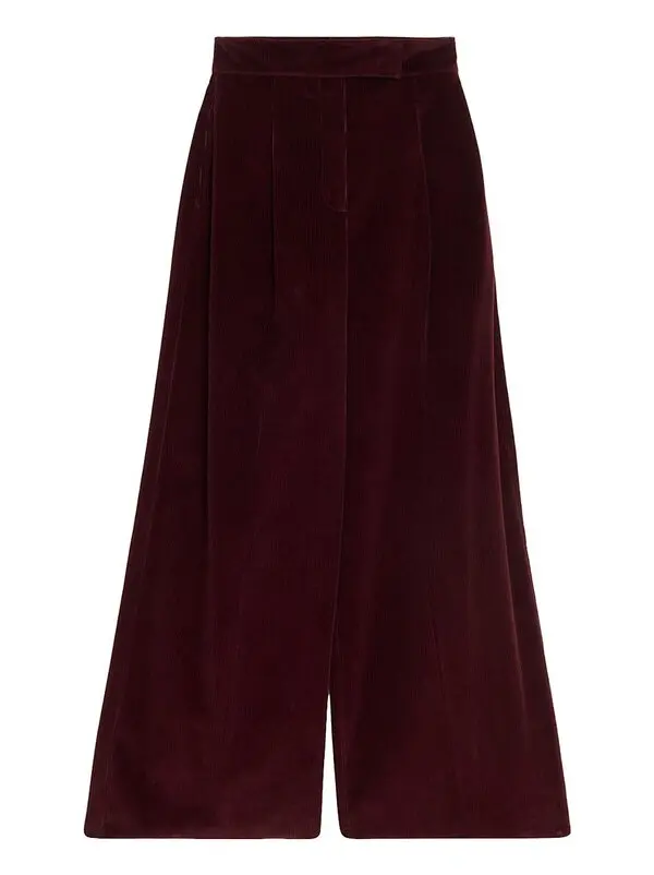 Max Mara Wide-leg Cotton Corduroy Trousers - Cherry