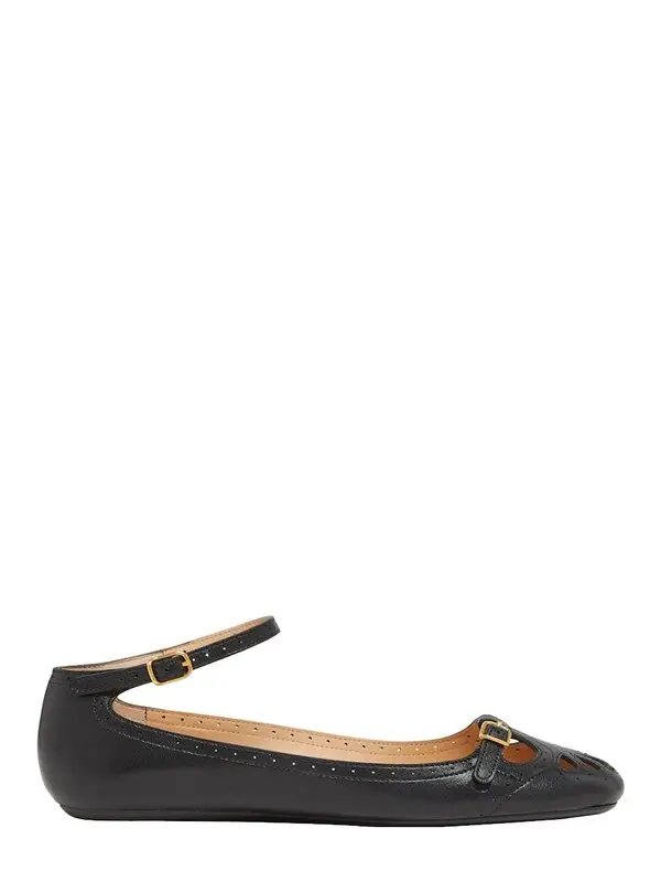Chloé Misty Cutout Leather Ballerina Flats - Black