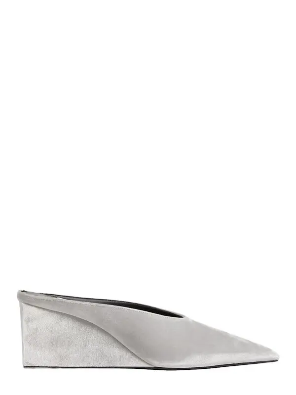 Alaïa Cube Velvet Wedge Mules - Argent