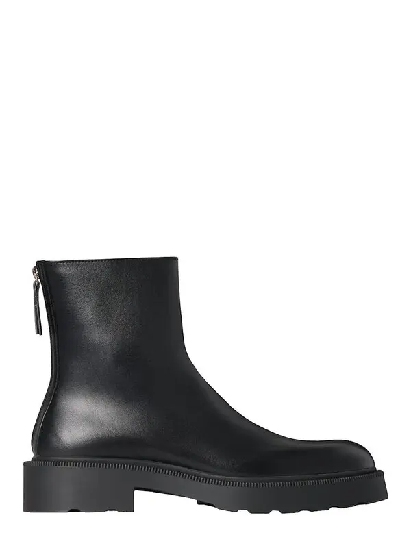 THE ROW Nobilis Leather Ankle Boots - Black