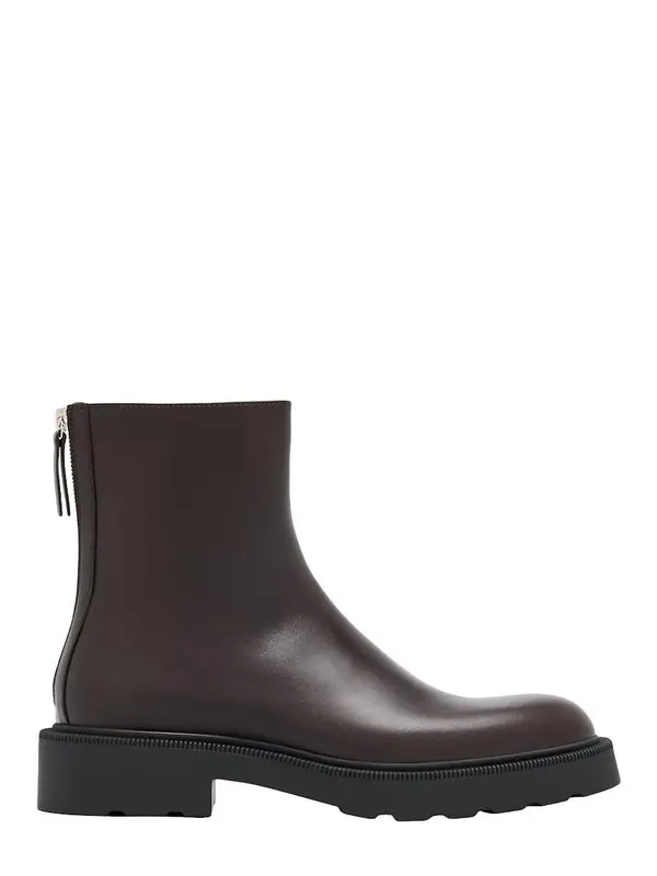 THE ROW Nobilis Leather Ankle Boots - Lacquer Brown