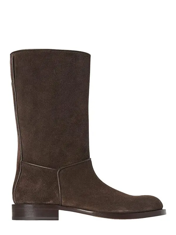 THE ROW Nobilis Suede Riding Boots - Lacquer Brown