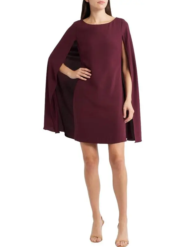 Ralph Lauren Capelet Georgette Cocktail Dress - Dark Garnet