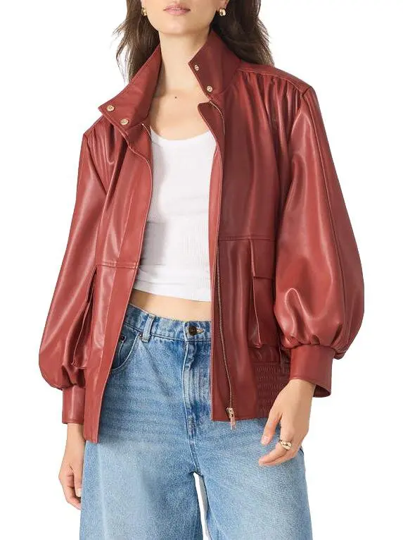 Steve Madden Vee Faux Leather Jacket - Dusty Brick