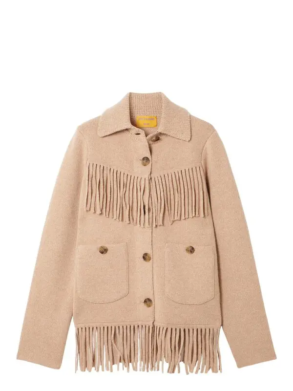Guest In Residence Fringed Cashmere Cardigan - Neutrals