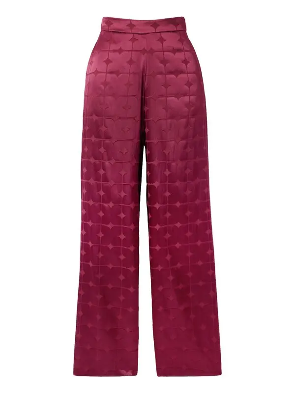 DIMA AYAD Geometric Devoré-satin Straight-leg Pants - Burgundy