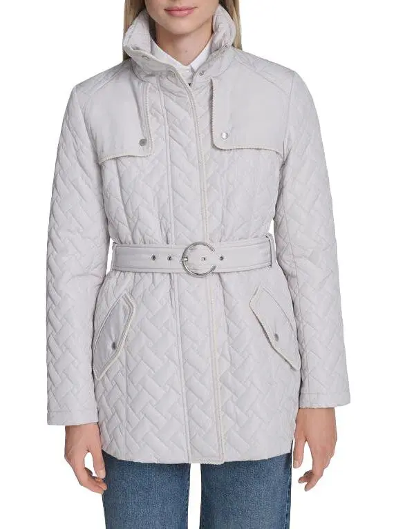 Cole Haan Signature Quilted Coat - Light Grey