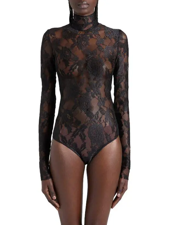 Valentino Garavani Sheer Lace Bodysuit - Black