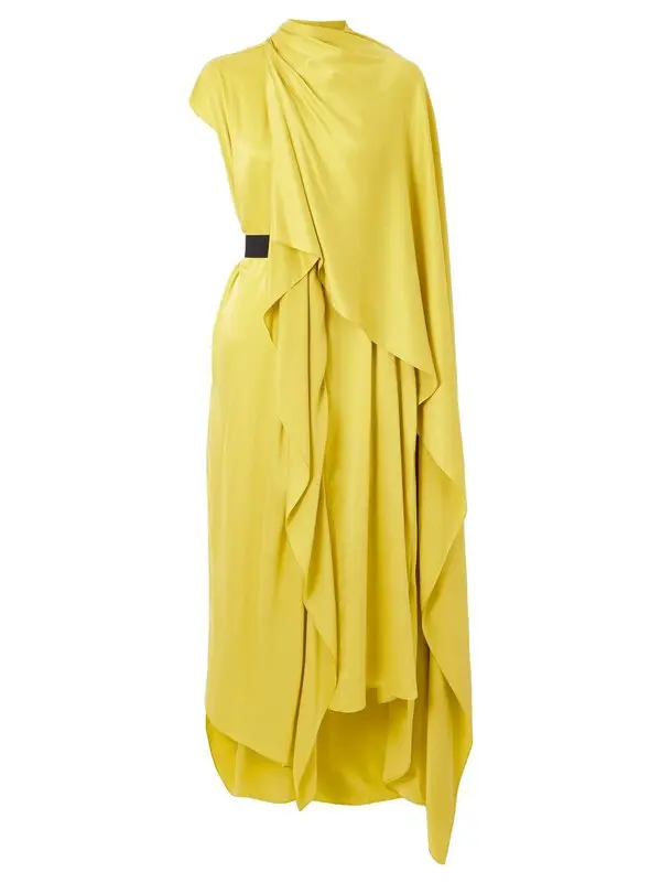 ROKSANDA Layered Asymmetric Silk-satin Gown - Yellow