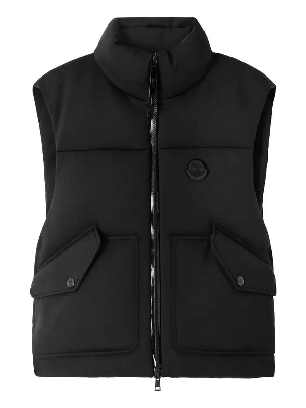 Moncler Edward Enninful Appliquéd Quilted Scuba Down Vest - Black