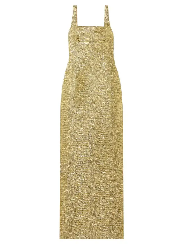 EMILIA WICKSTEAD Micheline Metallic Seersucker Gown - Gold