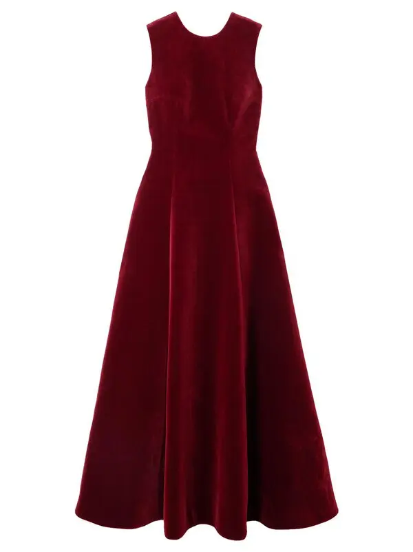 EMILIA WICKSTEAD Nodin Cotton-velvet Gown - Burgundy