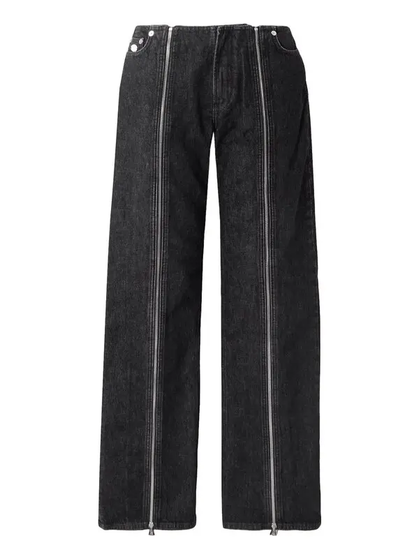 Jean Paul Gaultier Zip-embellished Straight-leg Jeans - Black