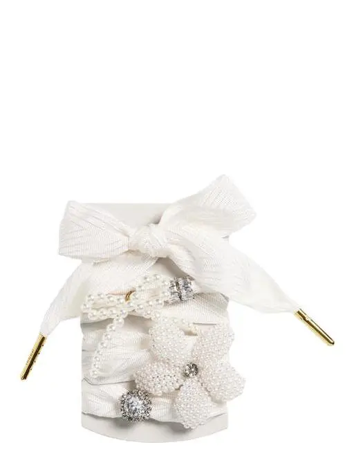 GOLDEN GOOSE Skins Crystal & Faux Pearl Charm Shoelaces - Optic White