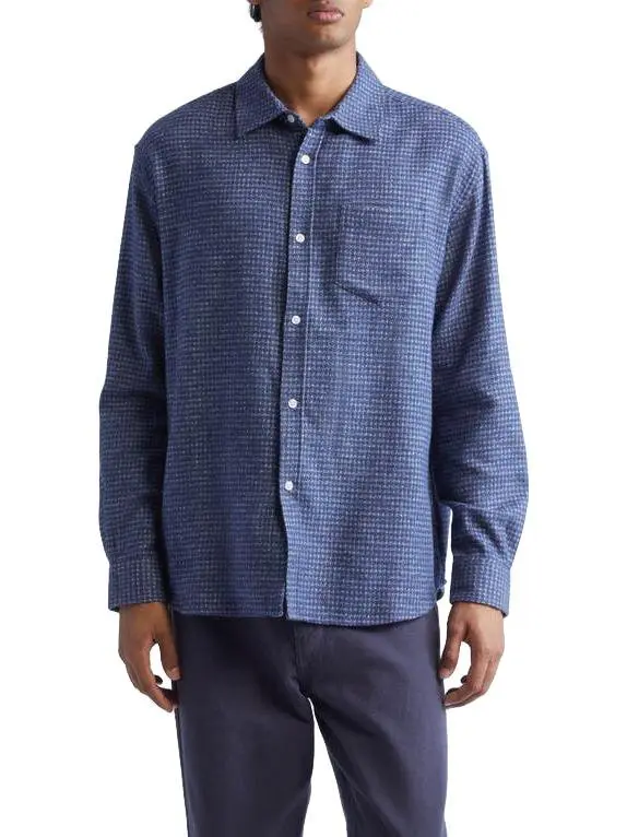 PALMES Cotton Mouliné Button-up Shirt - Blue