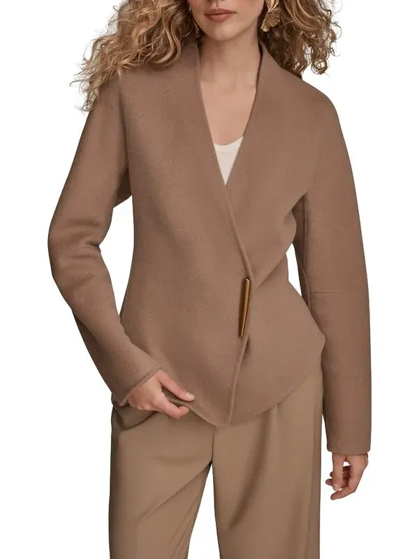 Donna Karan New York Wool-blend Asymmetric Jacket - Chocolate