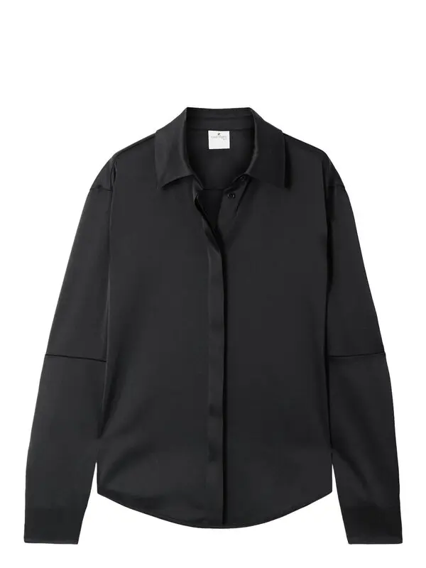 COURREGES Satin Button-down Shirt - Black