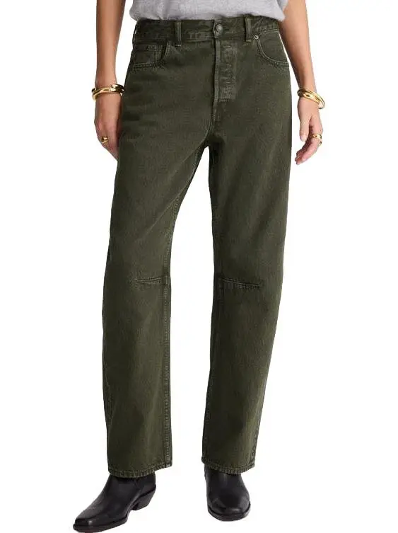 Madewell Darted Barrel Leg Jeans - Mossy Umber