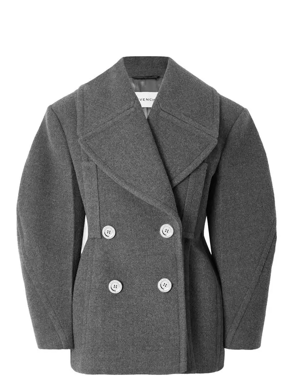 Givenchy Double-breasted Wool And Silk-blend Coat - Gray