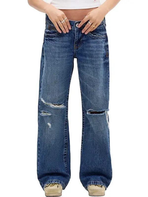 BDG URBAN OUTFITTERS Kayla Ripped Wide Leg Jeans - Blue