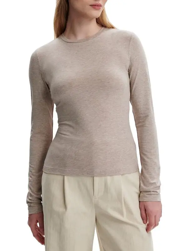 Varley Edna Fitted Long Sleeve T-shirt - Taupe Marl