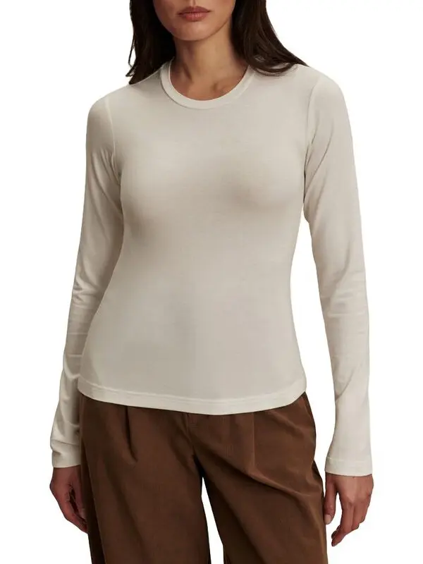 Varley Edna Fitted Long Sleeve T-shirt - White